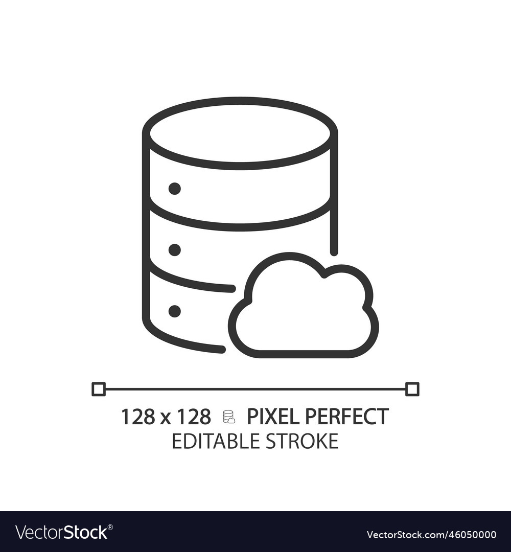 Cloud database pixel perfect linear icon Vector Image