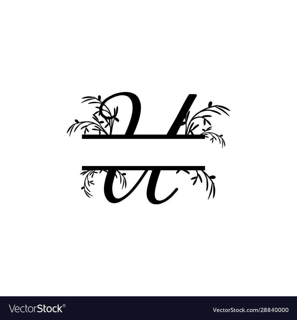 Initial u decorative plant monogram split letter Vector Image Initial u decorative plant monogram split letter Vector Image