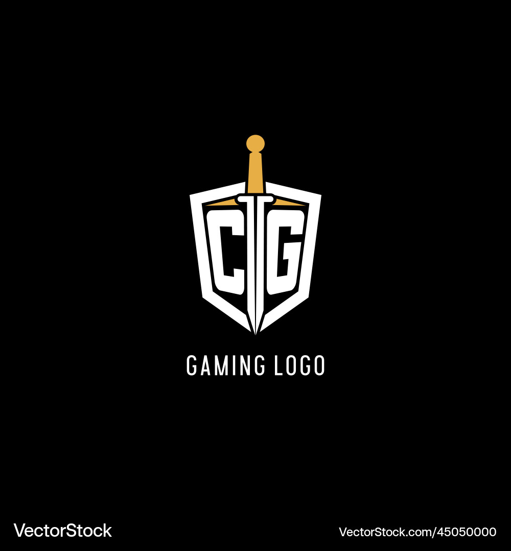 Letter cg logo with shield and sword design Vector Image