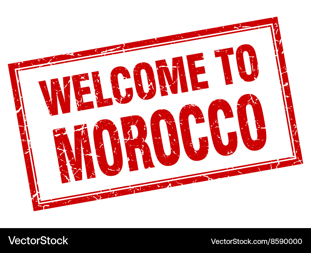 Morocco red square grunge welcome isolated stamp Vector Image