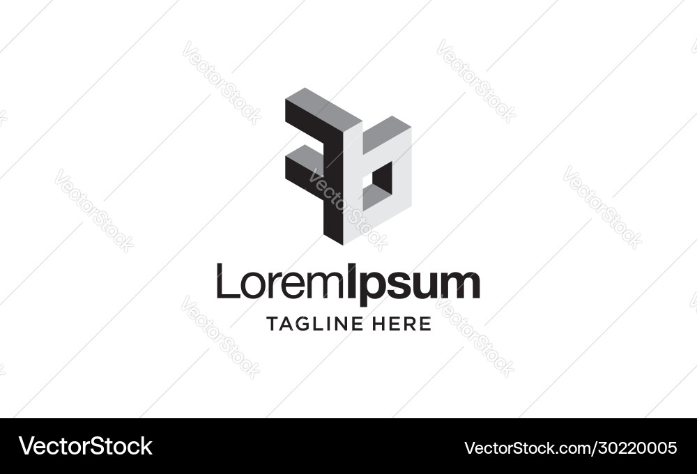 Black gray initial letter b f isometric logo Vector Image