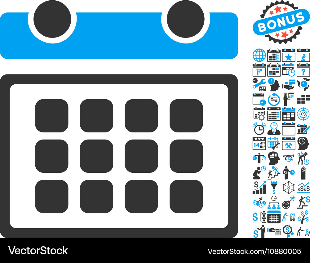 Calendar month flat icon with bonus Royalty Free Vector