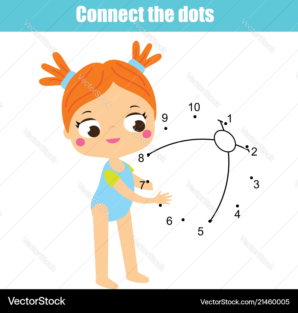 Connect the dots by numbers children educational Vector Image