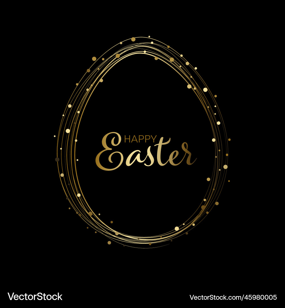 Happy easter minimalistic dark golden card Vector Image