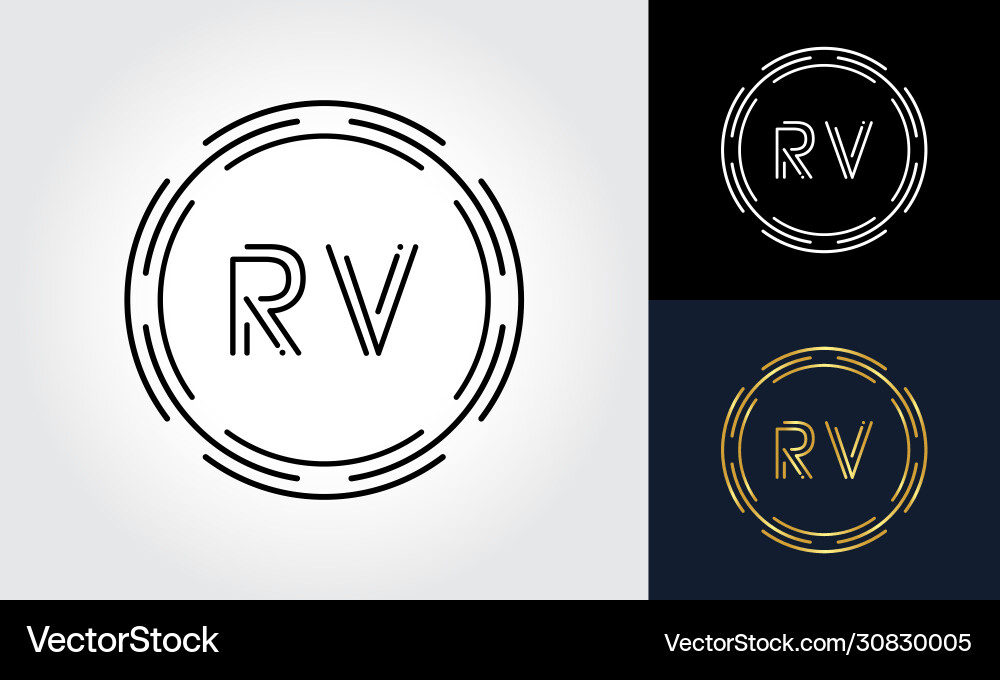 Initial letter rv logo creative typography Vector Image
