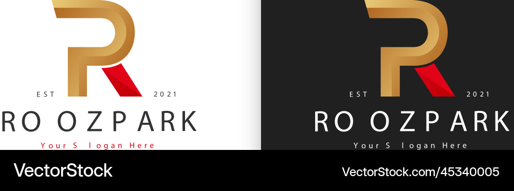 Letter r luxury logo design template Royalty Free Vector