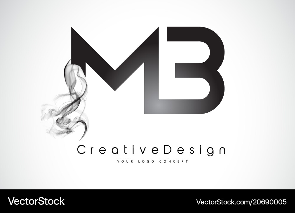 Mb letter logo design with black smoke Royalty Free Vector