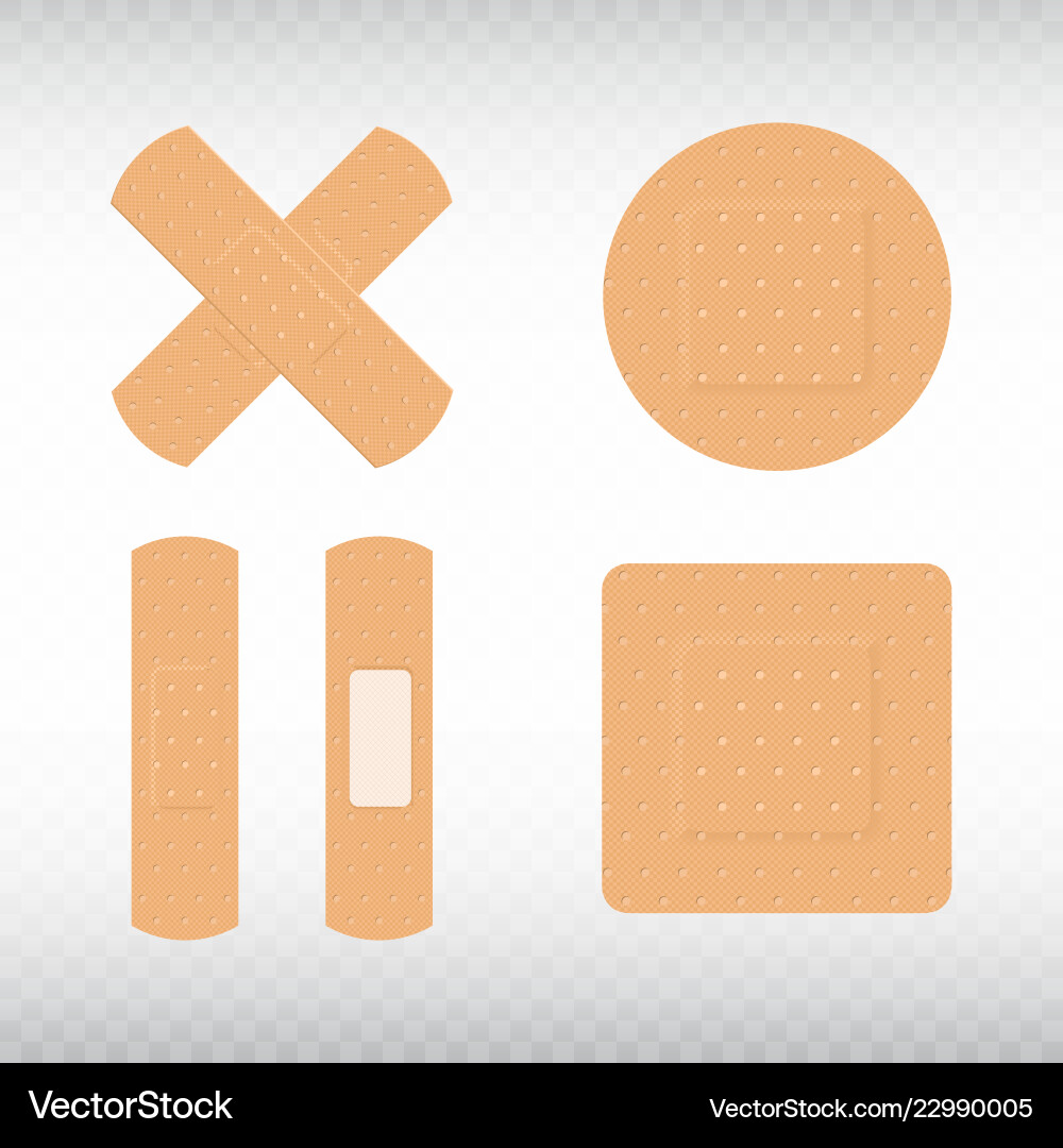 Medical adhesive plasters set on transparent Vector Image