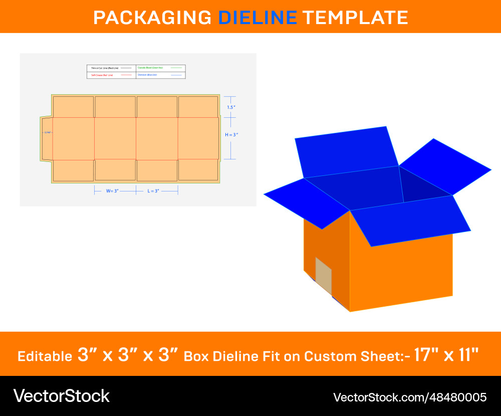 Rsc cardboard box dieline template svg ai eps pdf Vector Image