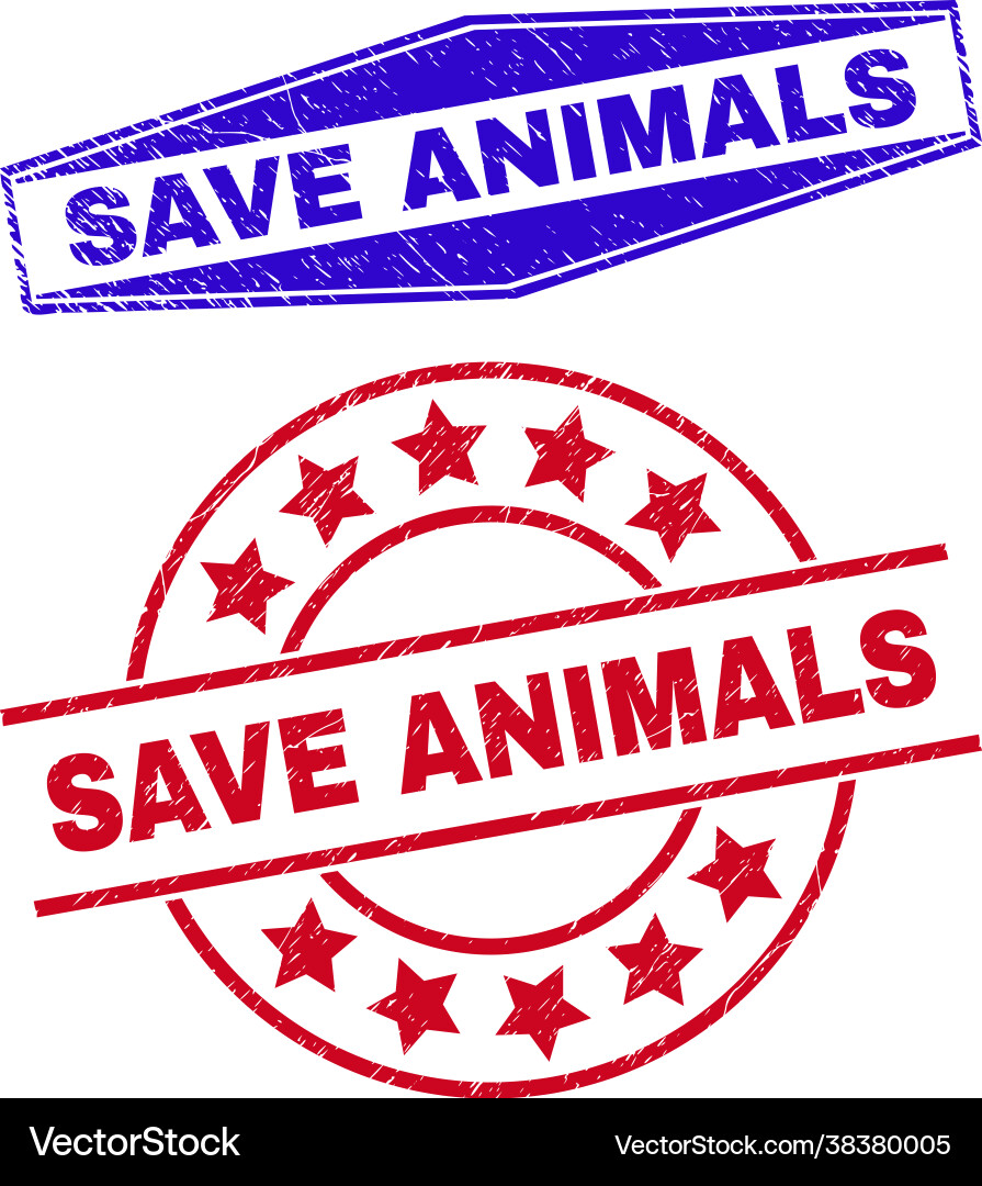 Save animals scratched watermarks in circle and Vector Image