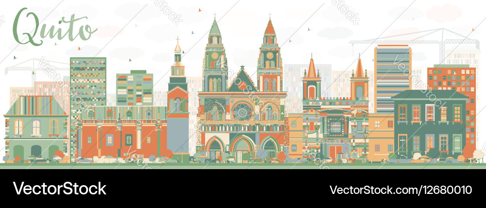 Abstract quito skyline with color buildings Vector Image