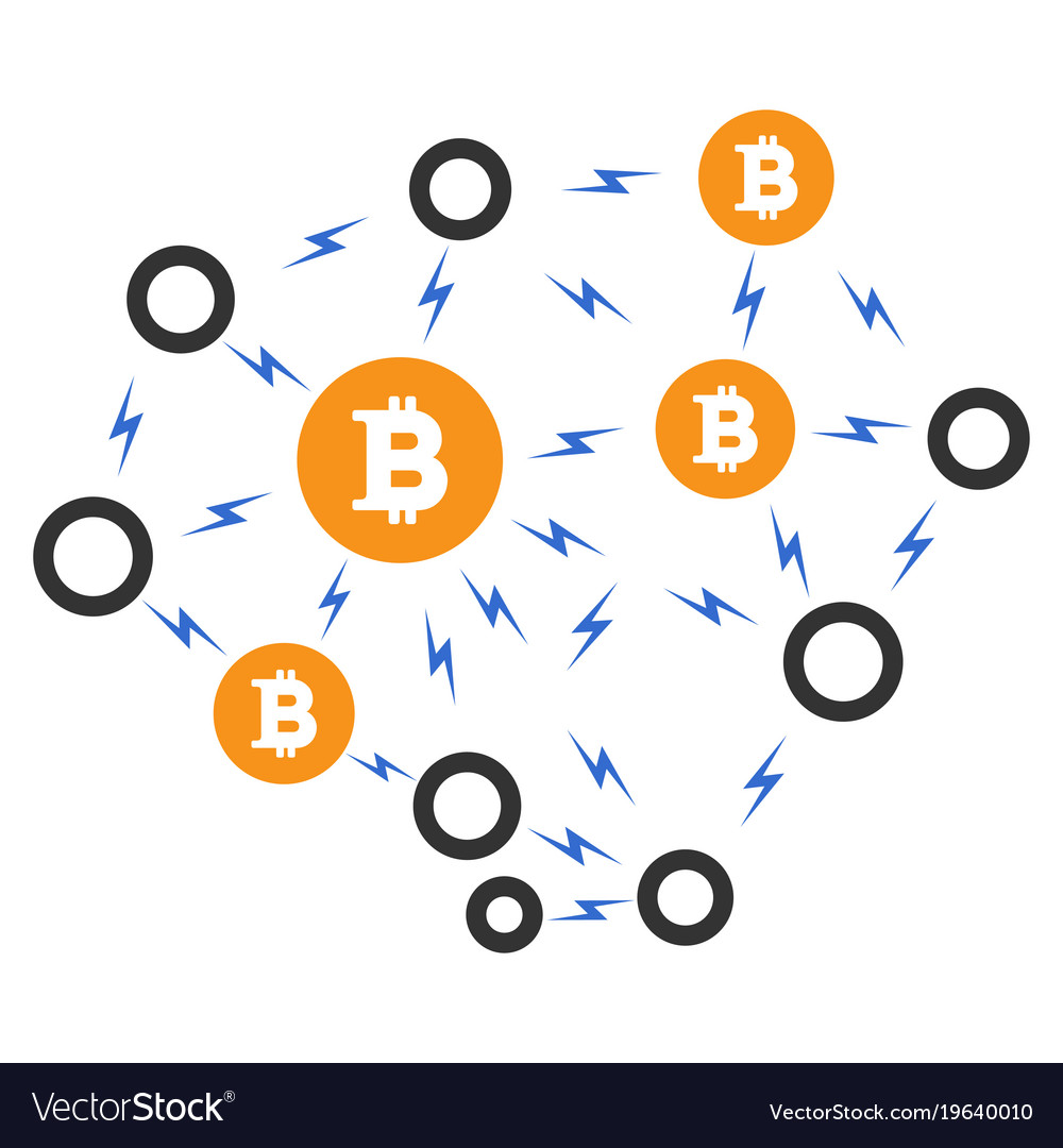 Bitcoin lightning network flat icon Royalty Free Vector