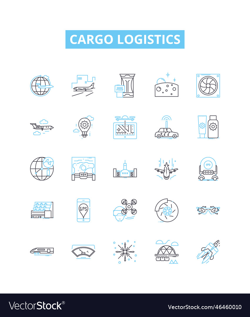 Cargo logistics line icons set shipping Royalty Free Vector
