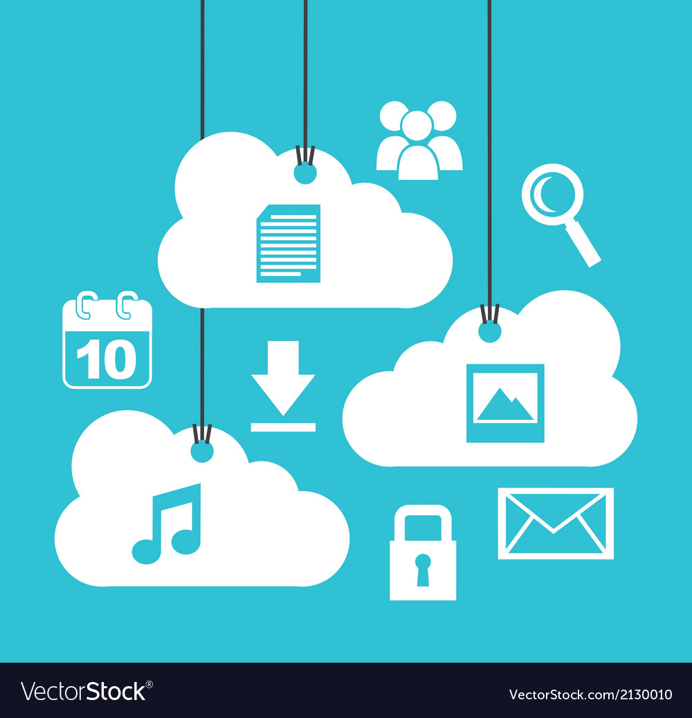 Cloud computing over blue background Royalty Free Vector