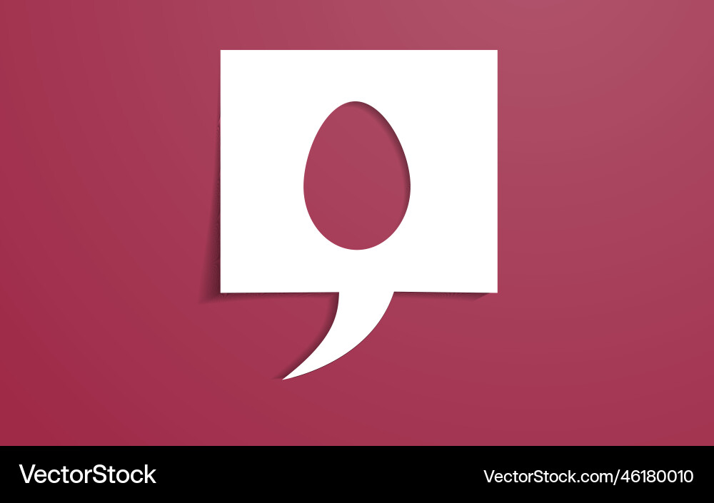 Egg sign symbol in speech cloud paper cut style Vector Image