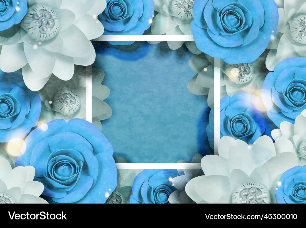 Elegant paper flowers frame Royalty Free Vector Image