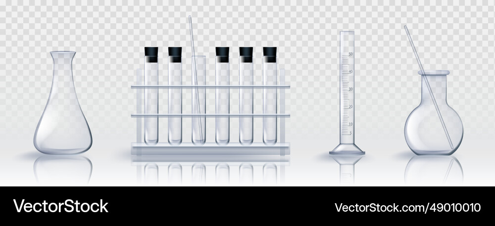 Glass laboratory chemical flasks and test tubes Vector Image