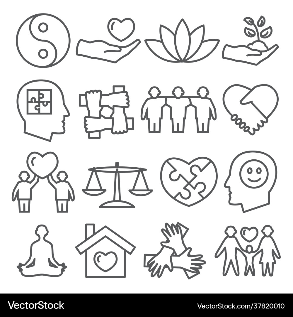 Harmony line icons set on white background Vector Image