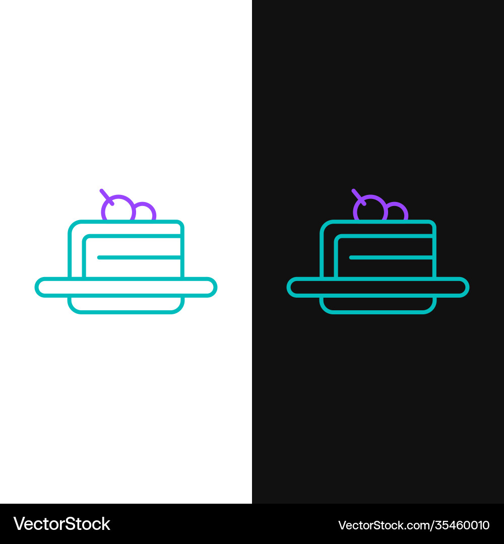 Line cake icon isolated on white and black Vector Image