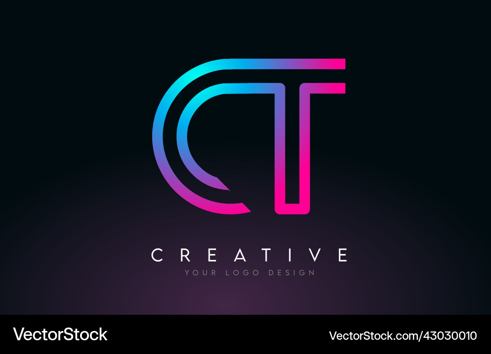 Monogram lines ct c t letter logo design creative Vector Image