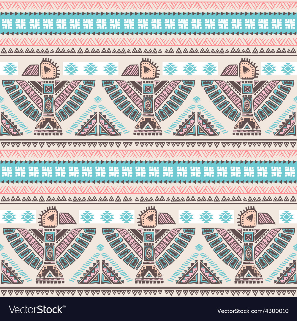 Seamless pattern with native american Royalty Free Vector
