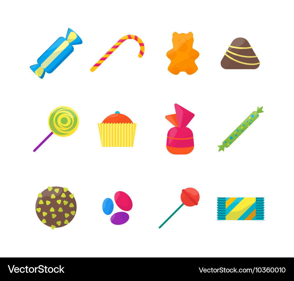 Sweet candies icons set Royalty Free Vector Image