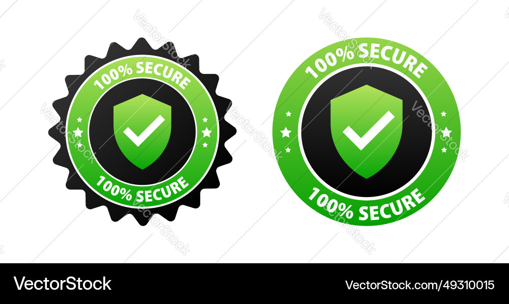 100 secure guarantee badges with checkmark Vector Image