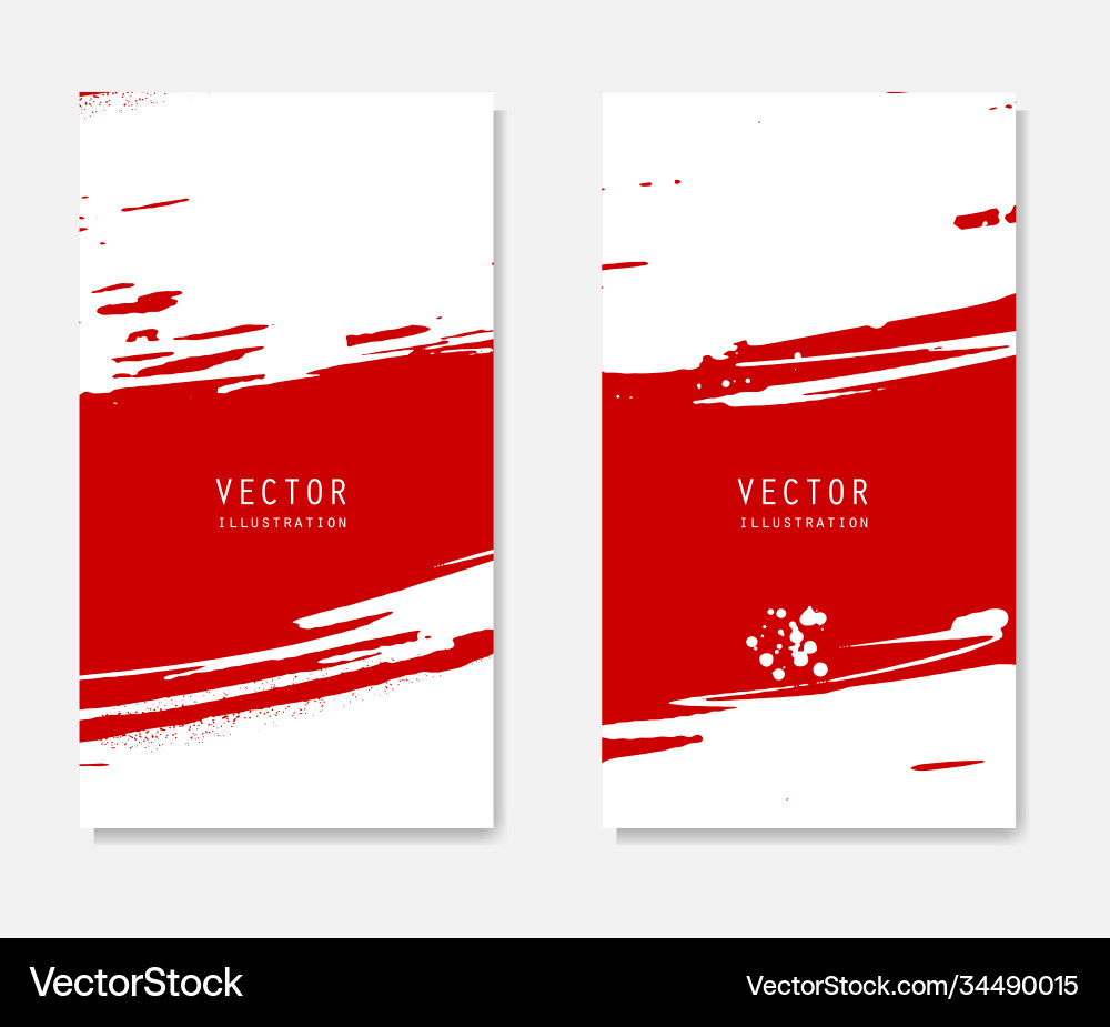 Abstract ink brush banners set with grunge effect Vector Image