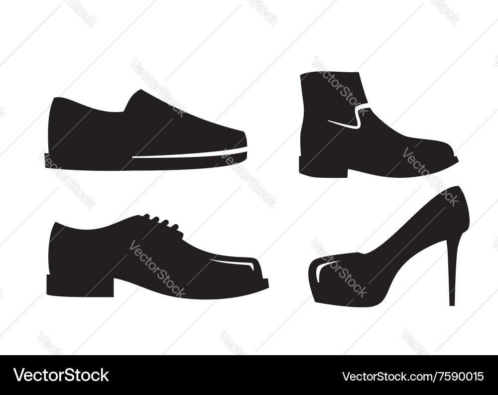Black shoes icons Royalty Free Vector Image - VectorStock