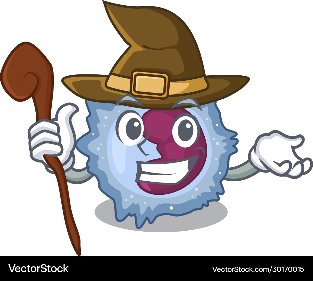 Cartoon mascot style monocyte cell dressed Vector Image
