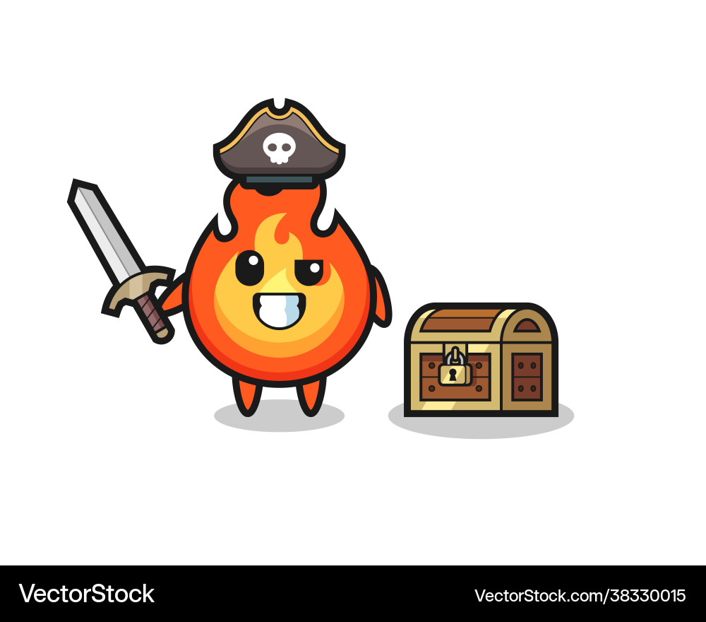 Fire pirate character holding sword beside Vector Image