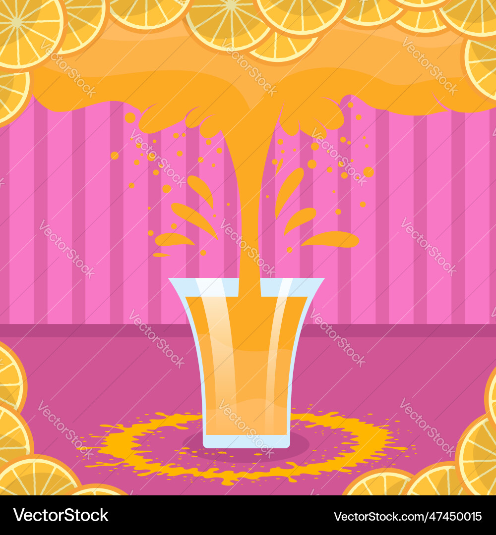 Fresh orange texture with orange splatter on pink Vector Image