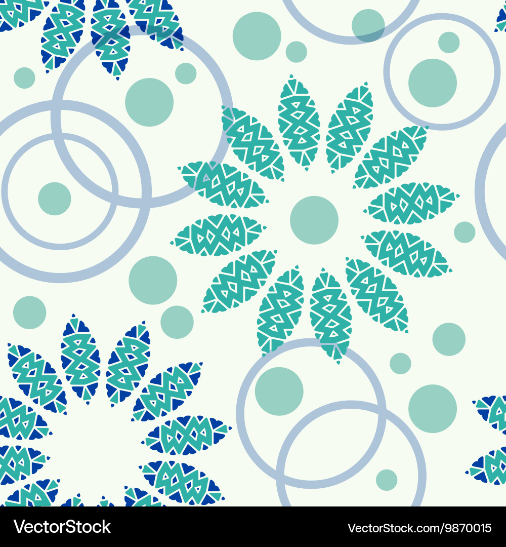 Geometric pattern of circles and flowers Vector Image