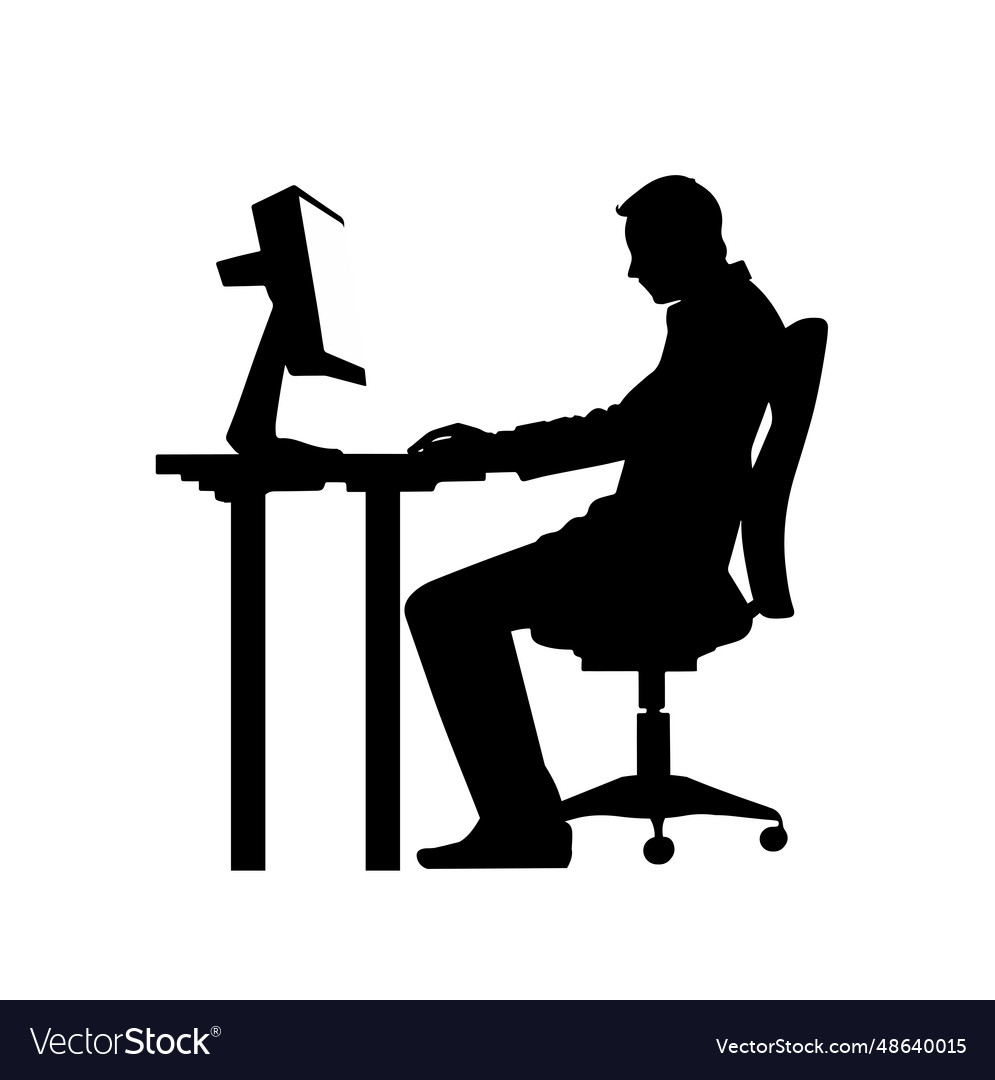 Man working on computer designer office staff Vector Image