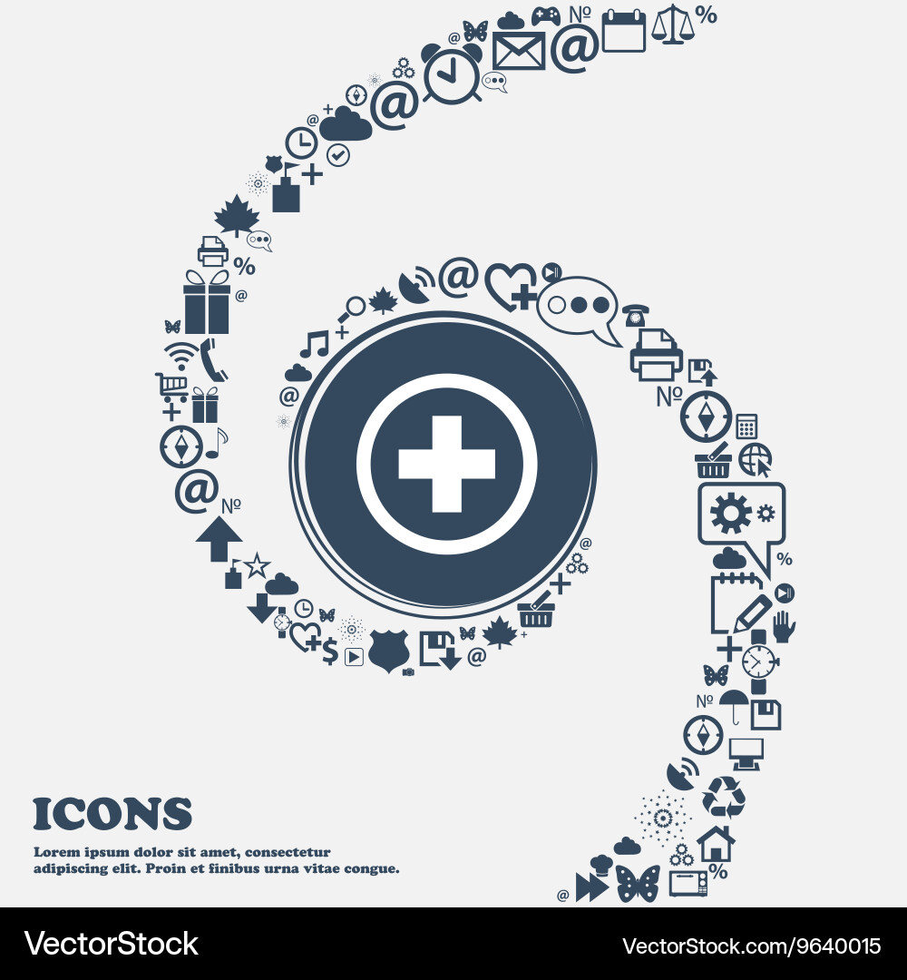 Plus sign icon positive symbol zoom Royalty Free Vector