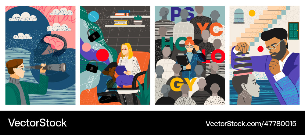 Posters with psychology set Royalty Free Vector Image