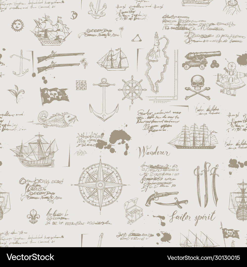 Seamless pattern on theme pirate adventures Vector Image