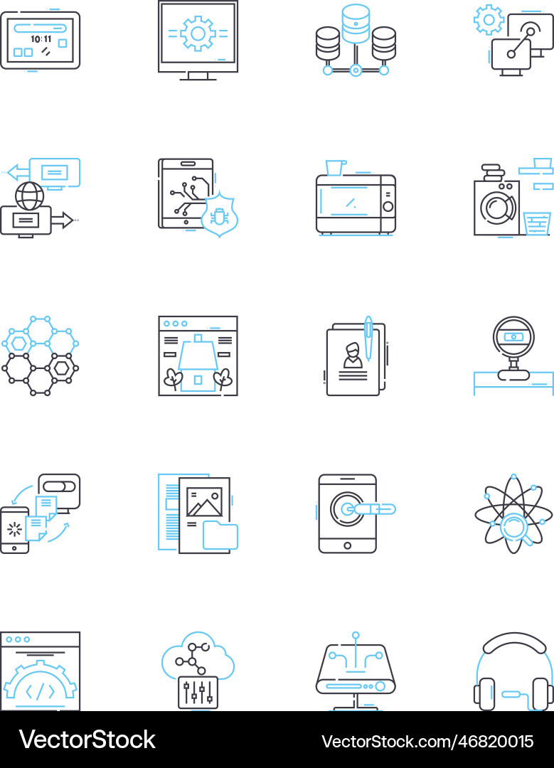 Tool linear icons set hammer screwdriver wrench Vector Image