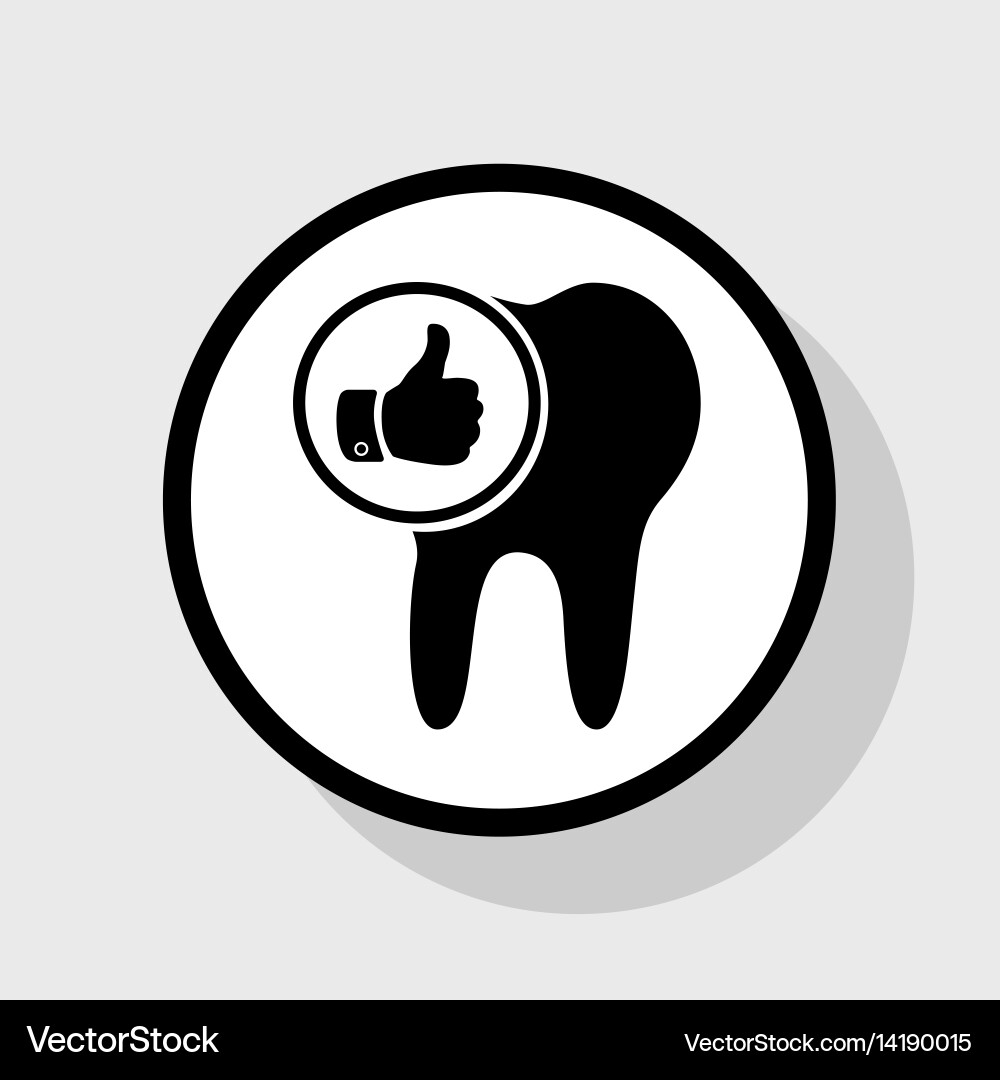 Tooth sign with thumbs up symbol flat Royalty Free Vector
