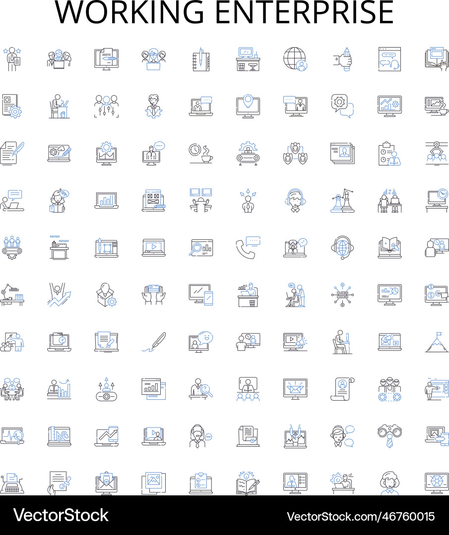 Working enterprise outline icons collection Vector Image