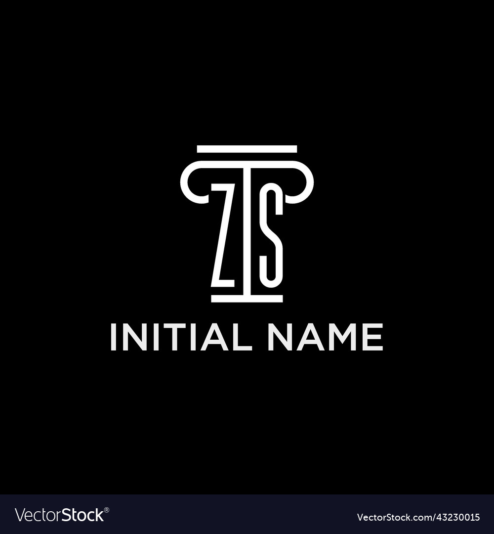 Zs monogram initial logo with pillar shape icon Vector Image