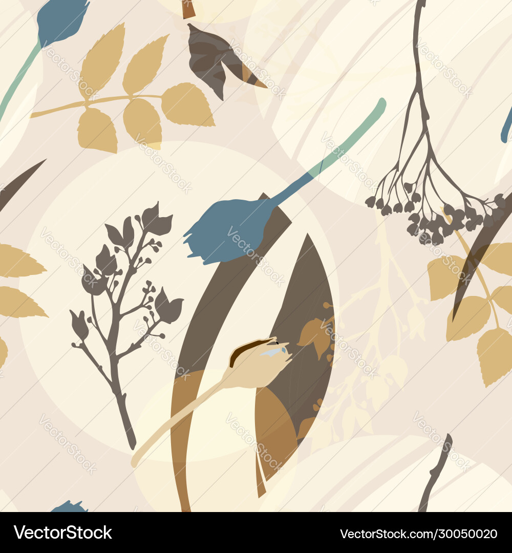 Abstract floral pattern with leaves flowers Vector Image