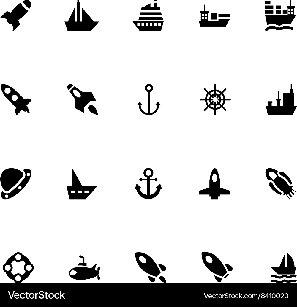 Aircraft and Ships Icons 1 Royalty Free Vector Image