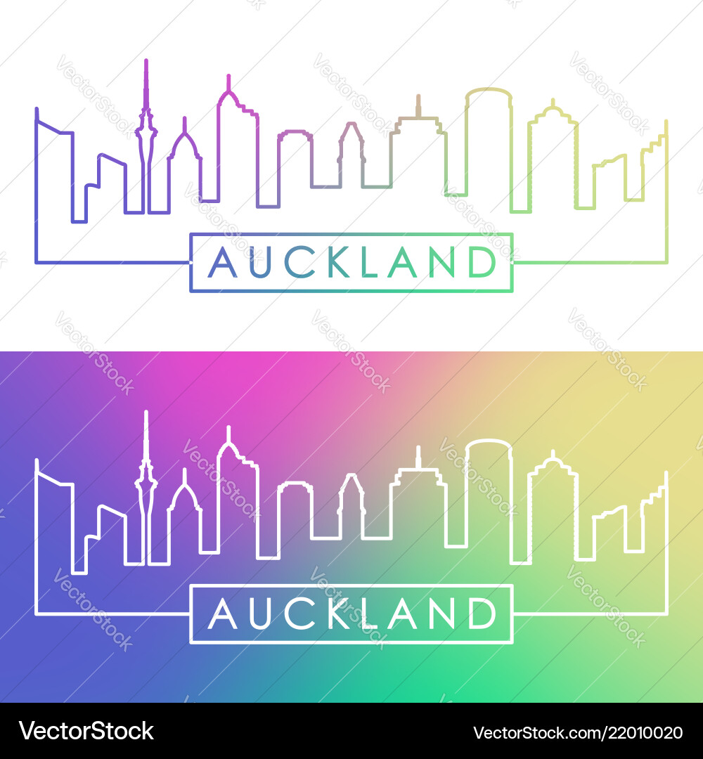 Auckland skyline colorful linear style editable Vector Image