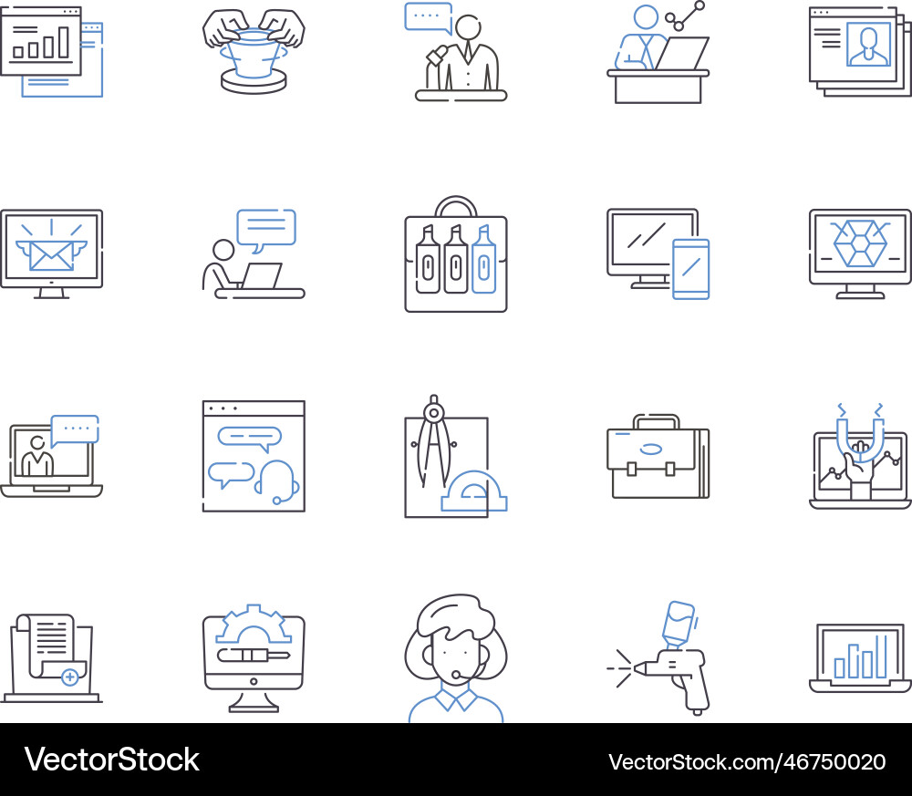Business workflow outline icons collection Vector Image