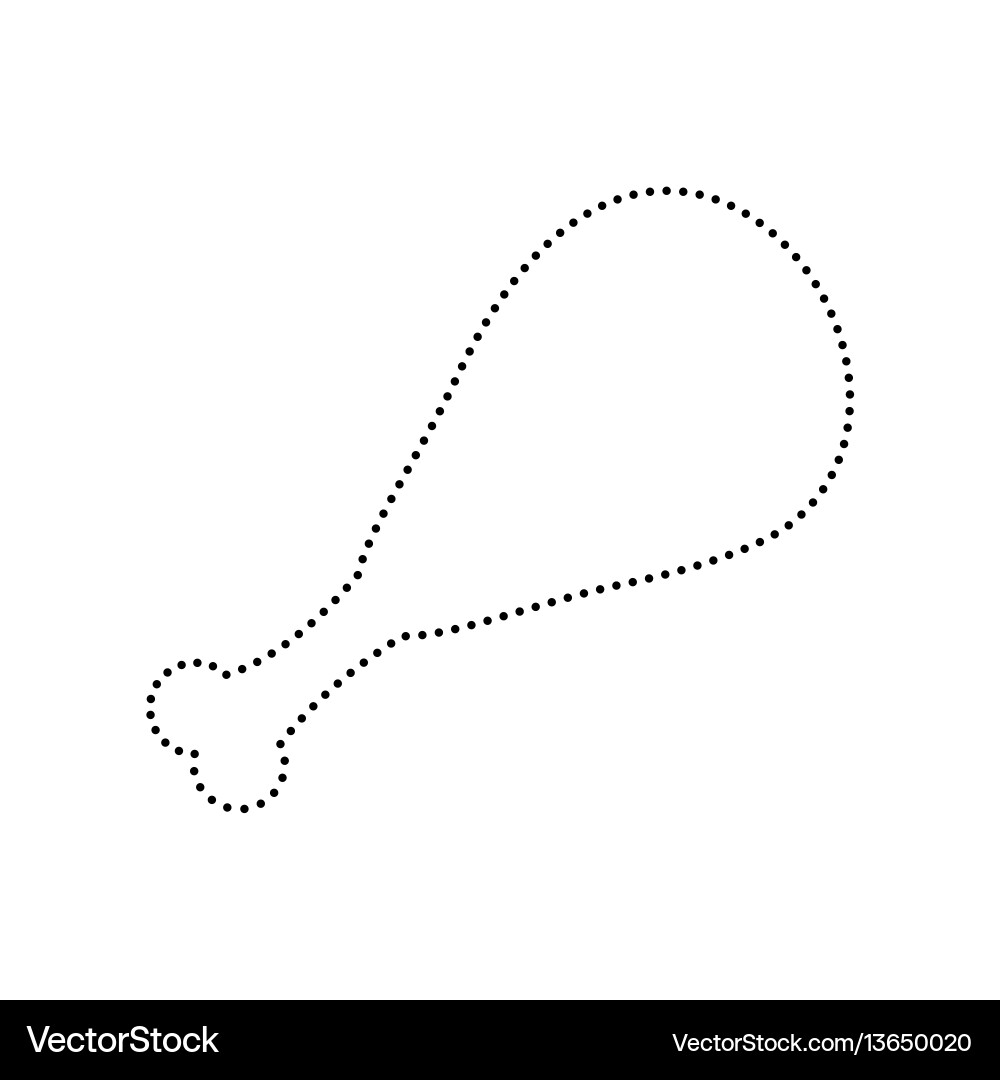 Chicken leg sign black dotted icon Royalty Free Vector Image