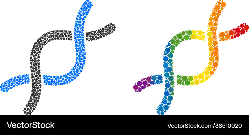Dot dna helix mosaic icon bright spheres Vector Image