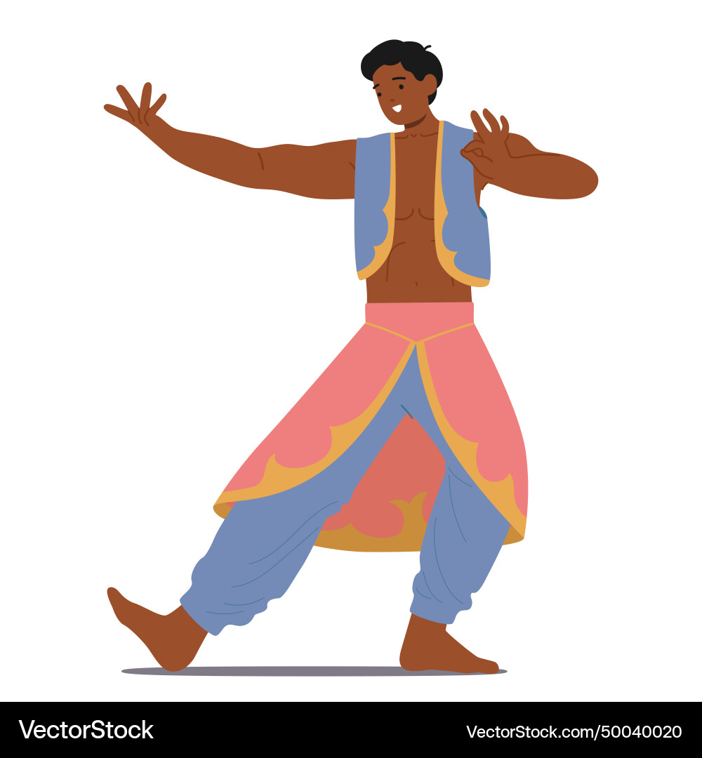 Energetic and expressive indian male dancer Vector Image
