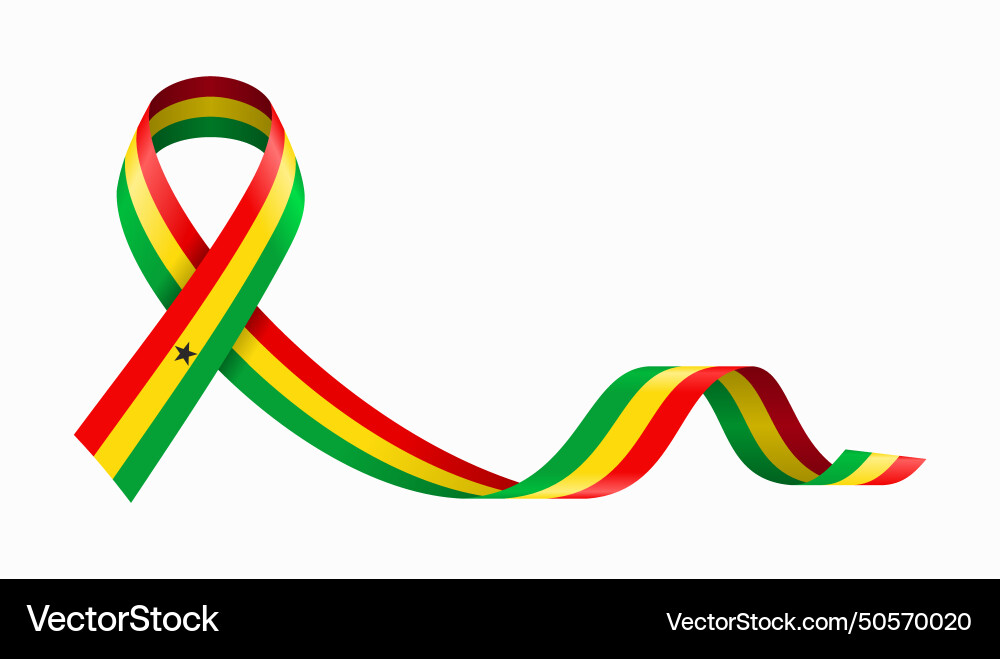 Ghana flag stripe ribbon wavy background layout Vector Image