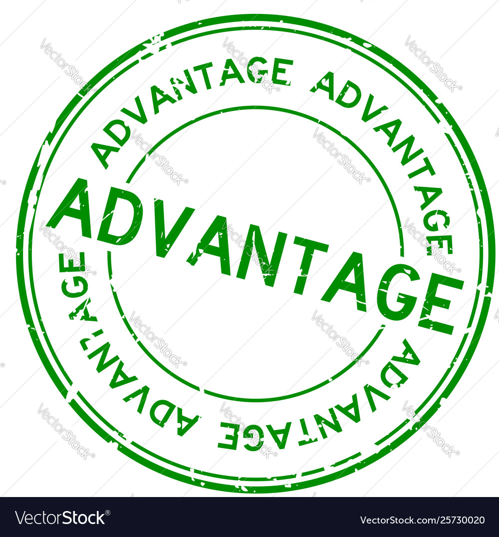 Grunge green advantage wording round rubber seal Vector Image